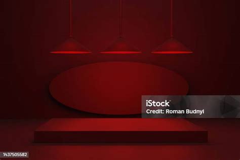 장면 연단 낮은 조명 램프가 있는 빨간 방 낭만적인 사랑 분위기 3d 렌더링을 위한 친밀한 설정 0명에 대한 스톡 사진 및 기타 이미지 Istock