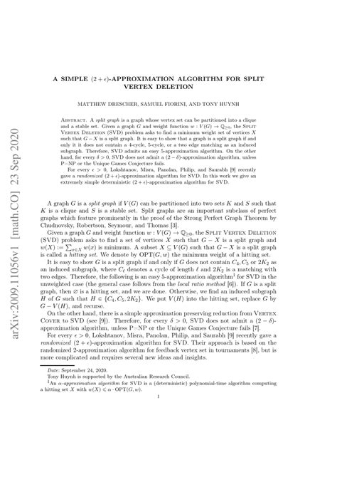 pdf a simple 2 epsilon approximation algorithm for split vertex