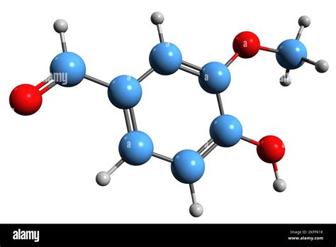 3d Image Of Vanillin Skeletal Formula Molecular Chemical Structure Of