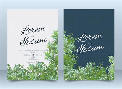 Premium Vector Elegant Greenery Wedding Invitation Card