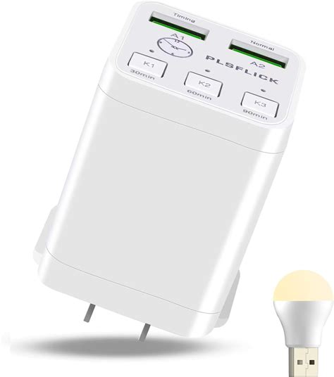 Timer Usb Wall Charger Block Plsflick 2 1a 5v Dual Port Charger Cube Plug Adapter