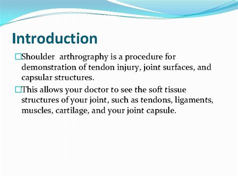 Shoulder Arthrography Outline Anatomy Arthrogram Introduction