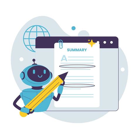 Flat Illustration Of Ai Robot Generating Automatic Text Summaries On