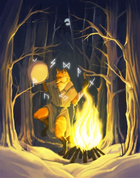 Иллюстрация Шаман в стиле 2d