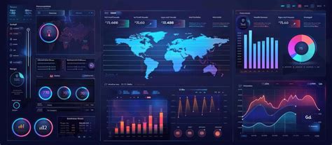 Futuristic Interface With World Map And Data Visualizations Premium Ai Generated Image