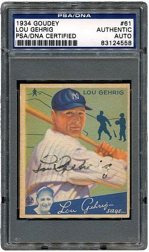 Autographed 1934 Goudey 61 Lou Gehrig Card Sold At Auction From 27th