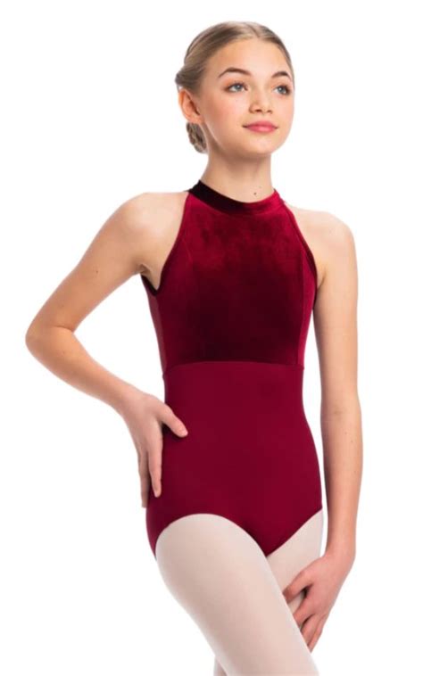 Ainsliewear Aw1091mev Vera Velvet High Neck Leotard Fanci Footworks