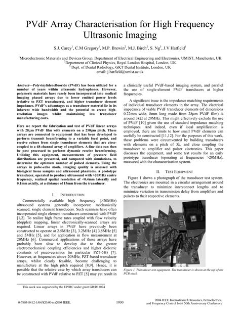 Pdf Pvdf Array Characterization For High Frequency Ultrasonic Imaging