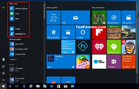 Add Or Remove Most Used Apps From Start Menu In Windows 10 Page 3 Tutorials