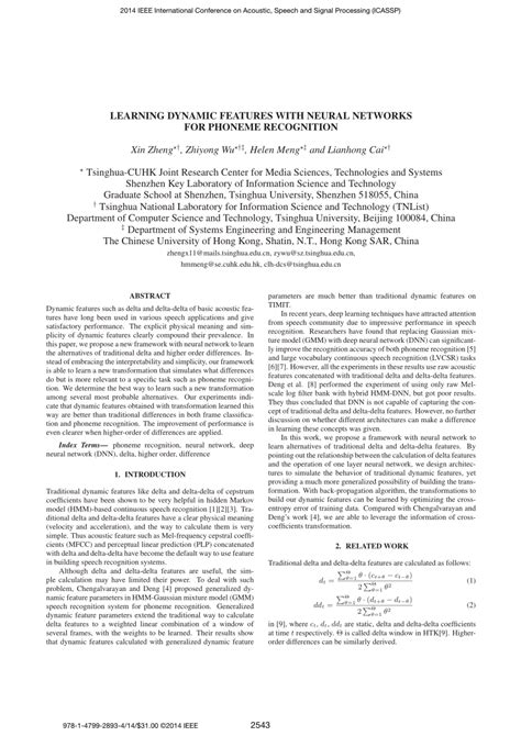 Pdf Learning Dynamic Features With Neural Networks For Phoneme Recognition