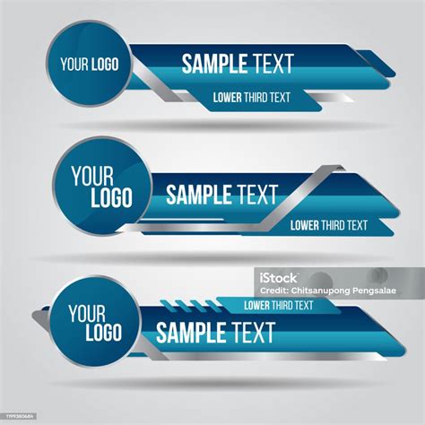낮은 세 번째 파란색 디자인 템플릿 현대 현대 배너 바 화면 브로드 캐스트 바 이름 집합입니다 비디오 편집을 위한 하위 세 번째 컬렉션 로어 서드에 대한 스톡 벡터 아트 및
