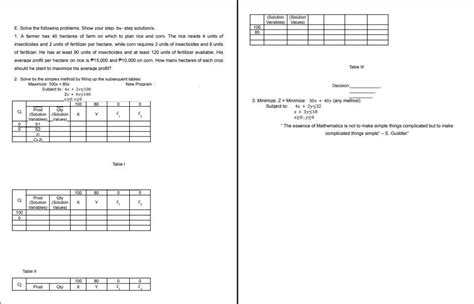 Solved Solution Variables Solution Values 100 80 E Solve
