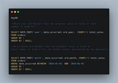 100daysofcode Day98 100daysofcode 100daysofcodewithsql