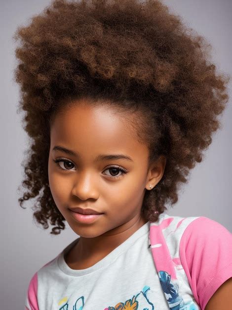 Una Chica Joven Con Un Corte De Pelo Natural Foto Premium