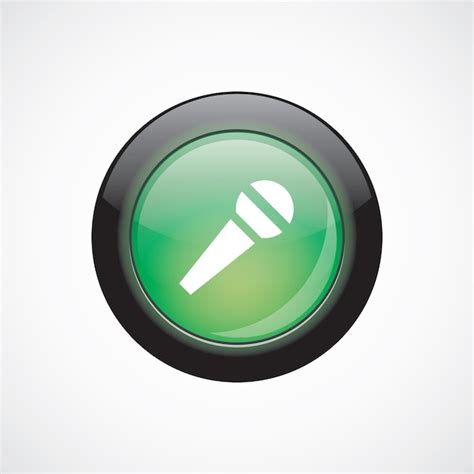 마이크 유리 기호 아이콘 녹색 반짝이 버튼입니다 Ui 웹사이트 버튼 프리미엄 벡터