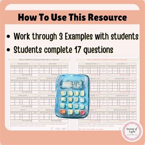 Molar Mass Calculations Examples And Practice Chem 11 Worksheet Review