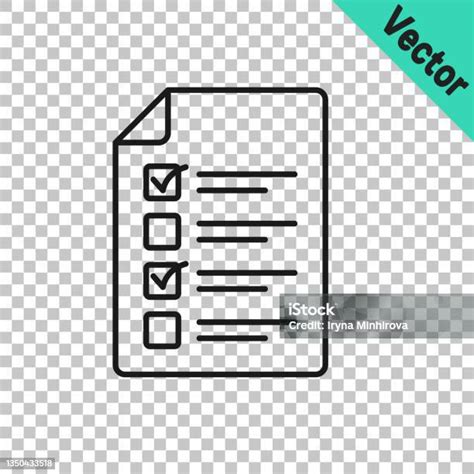 투명 한 배경에 격리 된 블랙 라인 온라인 퀴즈 테스트 설문 조사 또는 체크리스트 아이콘 시험 목록입니다 전자 교육 개념 벡터 개념에 대한 스톡 벡터 아트 및 기타 이미지