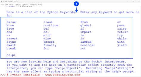 Python Keywords Testingdocs
