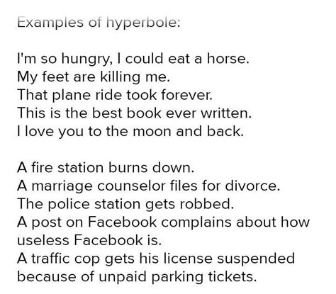 Give 5 Example Of Hyperbole And Irony Brainly Ph