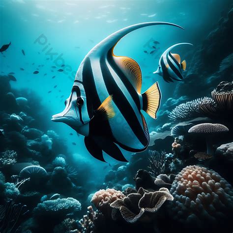 Ai Created Image Of A Moorish Idol Floating In The Depths Tranquilly