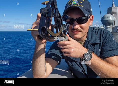 Quartermaster Seaman Measures The Distance Between The Forward Deployed