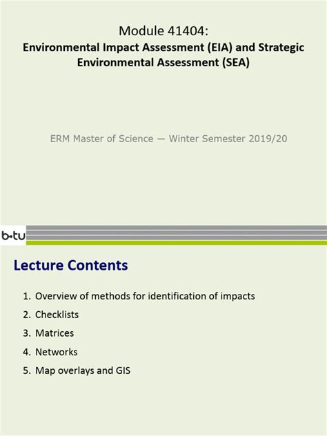 Eia Sea Module 41404 Lecture 7 Ws 2019 20 20 11 2019 Pdf Environmental Impact