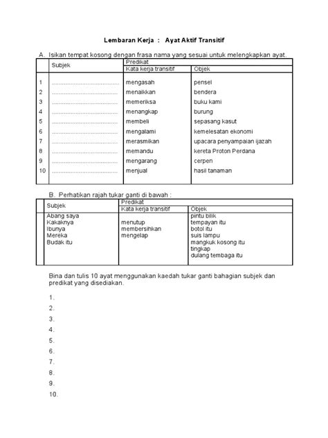 Kata Kerja Aktif Transitif Pdf