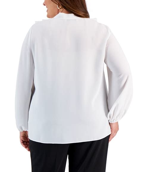 Kasper Plus Size Ruffled Tie Neck Blouse And Reviews Tops Women Macys