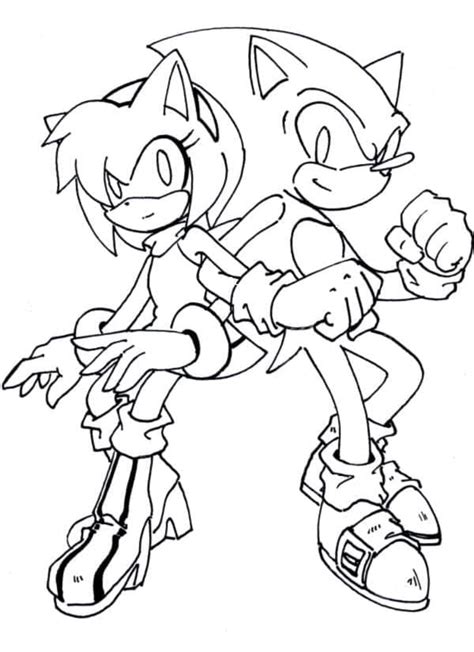 Coloriage Sonic Et Amy Rose Télécharger Et Imprimer Gratuit Sur Coloriageenfantcom