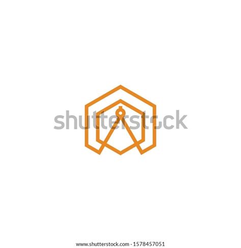 Logo Protractor Symbol Hexagonal Room Stock Vector Royalty Free