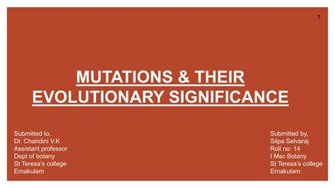Mutation And Its Evolutionary Significance Pptx