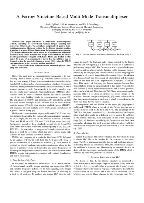 Pdf A Farrow Structure Based Multi Mode Transmultiplexer