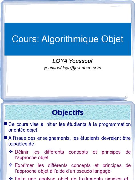 Présentation Cours Algo Objet Pdf Classe Informatique