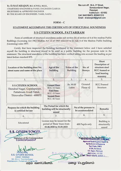 Buildingcertificate Sscitizen School
