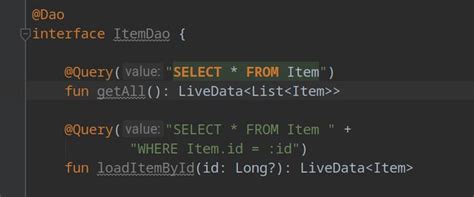 Kotlin Inject Android Room Sql Language On Multiple Line Queries Stack Overflow