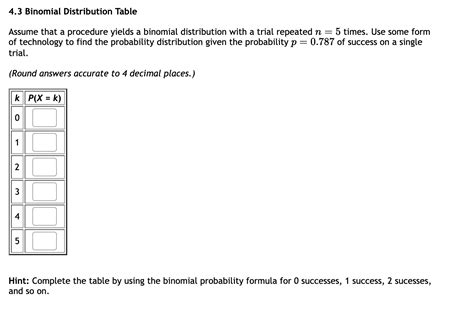 Solved Binomial Distribution TableAssume That A Chegg Com