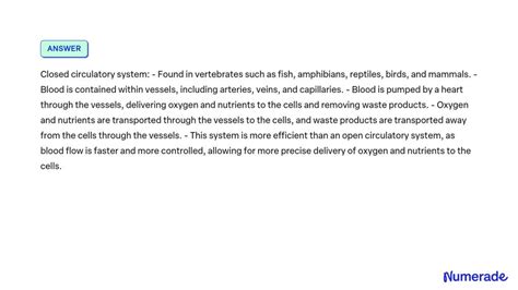 Solved Write The Differences Between Open Circulatory System And Closed Circulatory System