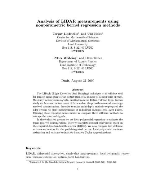 PDF Analysis Of Lidar Measurements Using Nonparametric Kernel Regression Methods