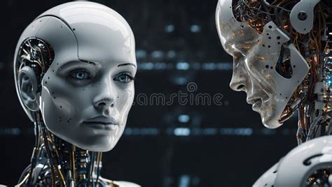 Robot Artificial Intelligence In The Form Of A Human Robot Generative Ai Stock Illustration
