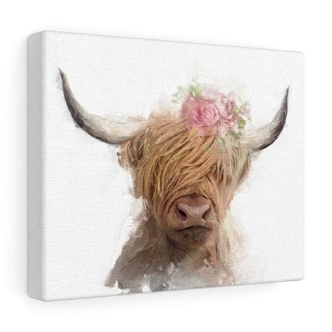 Highland Cow With Flower Crown Etsy