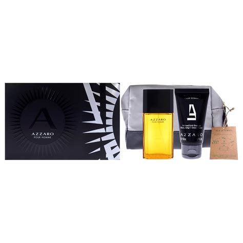 Azzaro 3 Pc T Set 1oz Edt Spray 17oz Hair And Body Shampoo Pouch