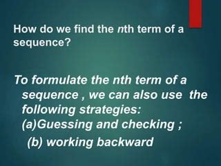 Formulating The Rule In Finding The Nth Term DAY2 Pptx