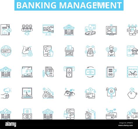 Banking Management Linear Icons Set Funds Loans Investments Deposits Interest Transactions