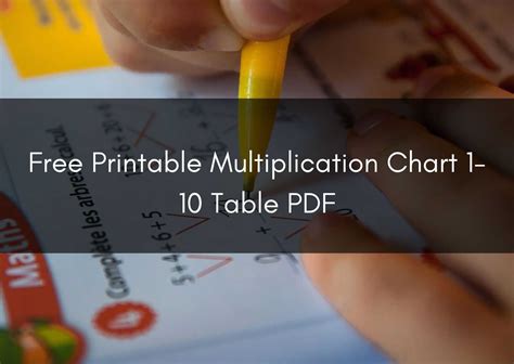 Free Printable Multiplication Chart 1 10 Table Pdf