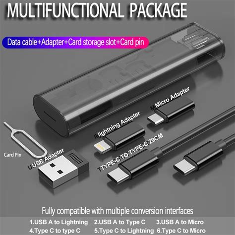 Multifunctional Data Cable Storage Box Portable USB A To Type C 8pin Micro Phone Memory Card
