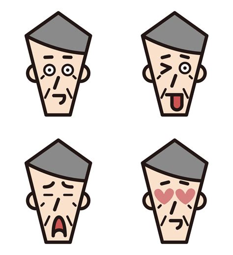 노인의 다양한 표현에 대한 1 가지 그림 무료 일러스트 소재집 Kukukeke