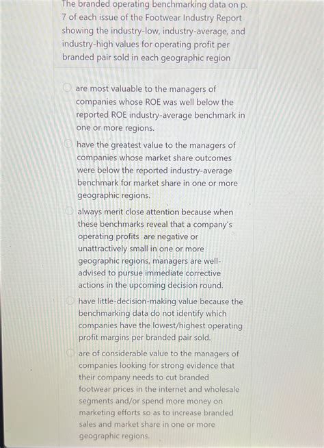 Solved The Branded Operating Benchmarking Data On P 7 ﻿of