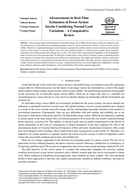 pdf advancements in real time estimation of power system inertia