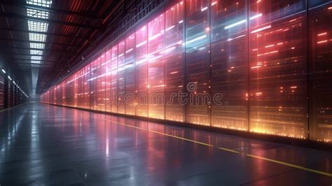 An Isolated Data Center Is Lit Up By Pulsing Holographic Projections Showcasing The Immense