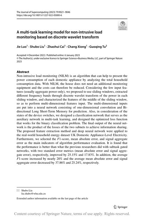 A Multi Task Learning Model For Non Intrusive Load Monitoring Based On Discrete Wavelet Transform